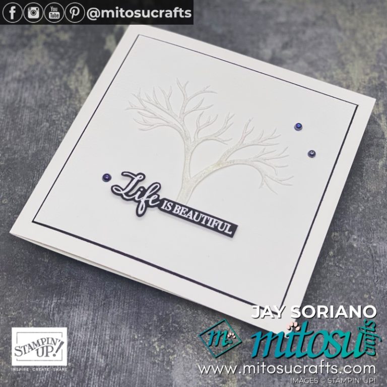 Papercut Card with Life Is Beautiful Tree - Mitosu Crafts