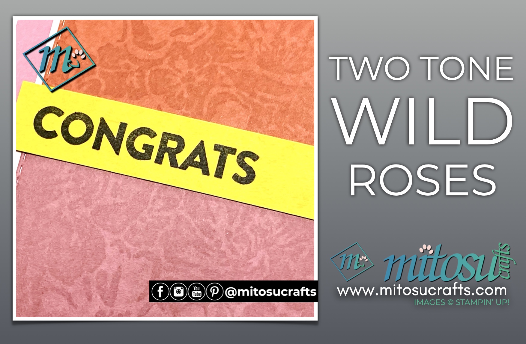 Simple Two Tone Watermark Stamping With Wild Roses - Mitosu Crafts