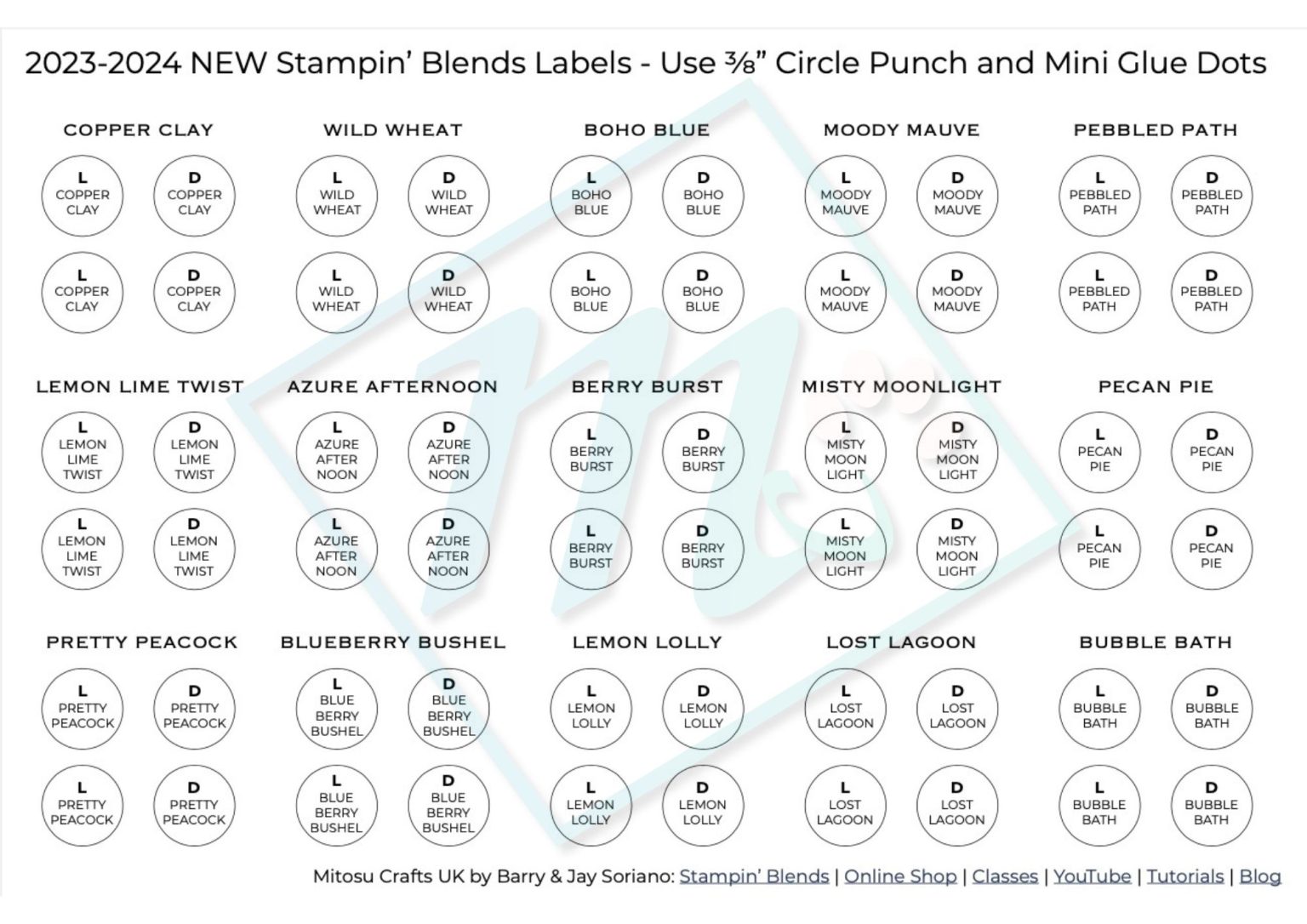 2023-2024 Stampin' Blends Labels (NEW) - Mitosu Crafts