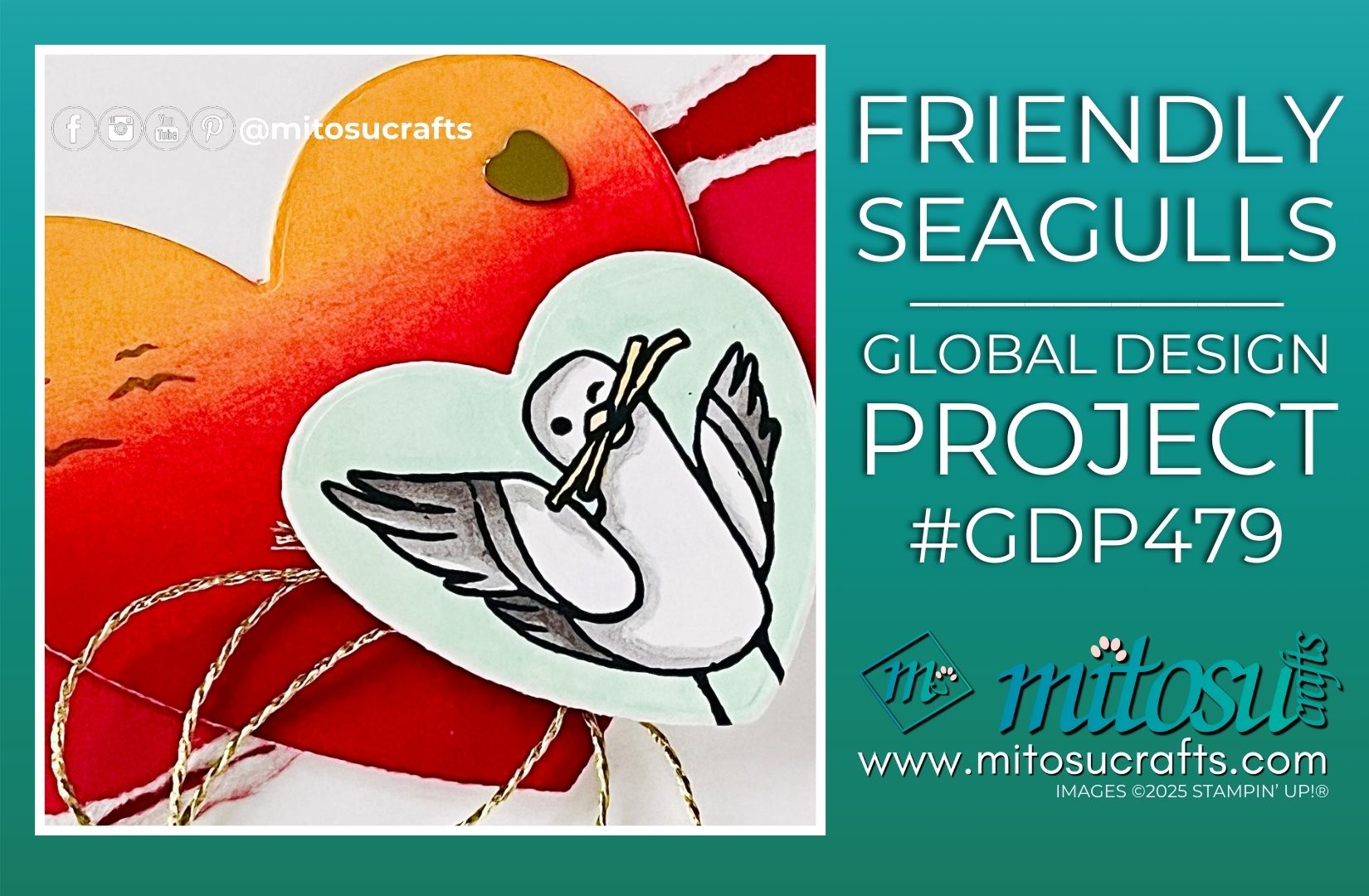 Hearts of Elegance with Friendly Seagulls #GDP479 - Mitosu Crafts