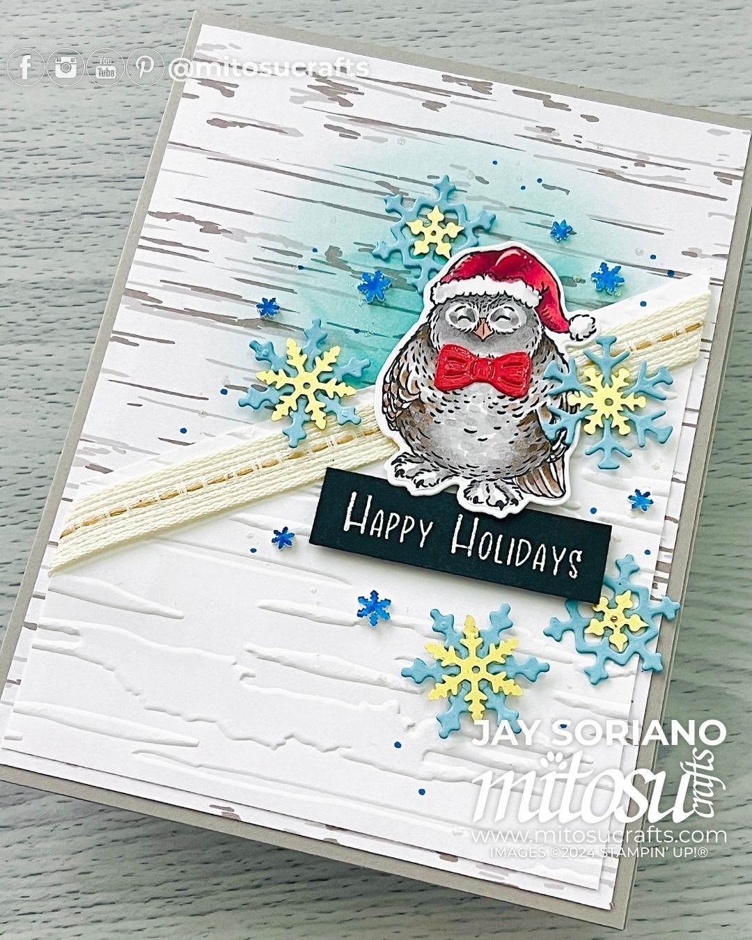 Snowflake Christmas Friends Owl Card #GDP466 - Mitosu Crafts