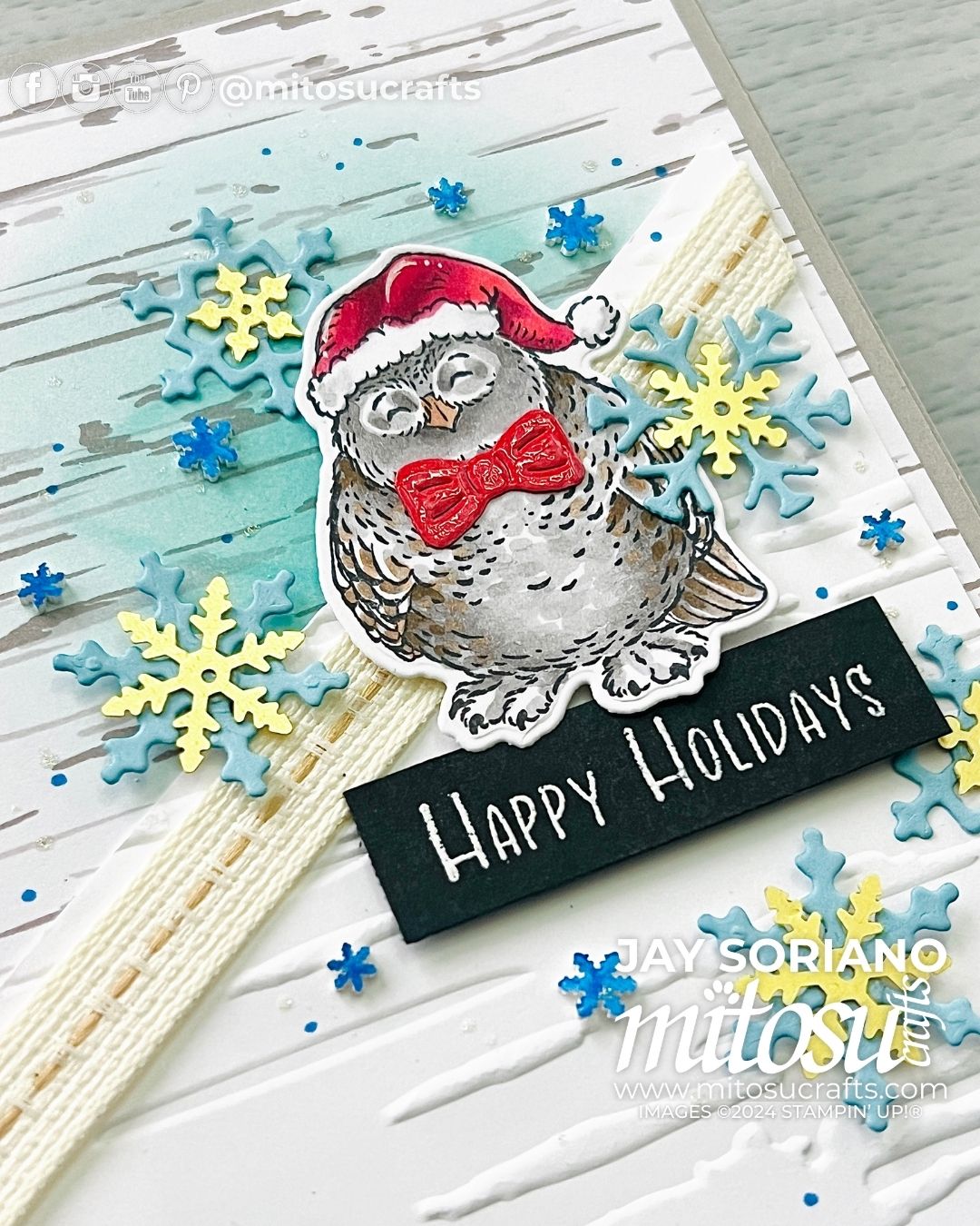 Snowflake Christmas Friends Owl Card #GDP466 - Mitosu Crafts