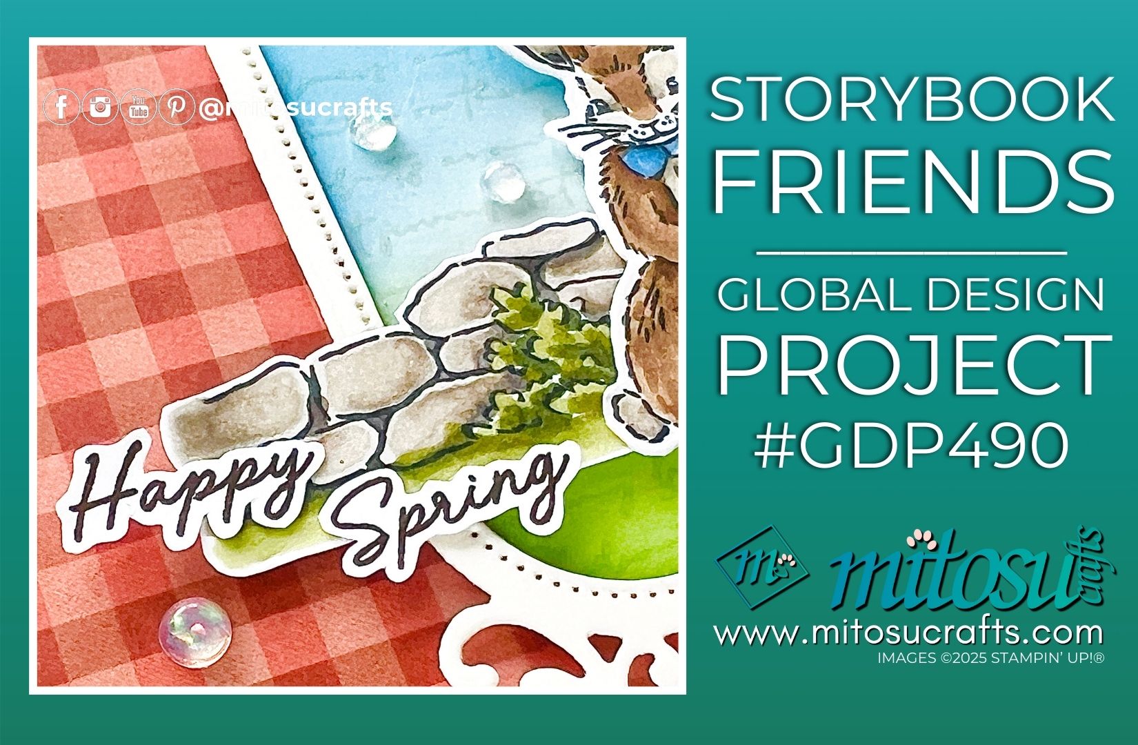 Happy Spring Card with Storybook Friends Bunny Rabbit #GDP490 - Mitosu ...